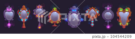 Magic princess mirror with glow frame cartoonのイラスト素材 [104544209] - PIXTA