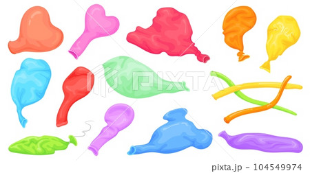 Deflated balloons. Different empty balloon,...のイラスト素材 [104549974] - PIXTA