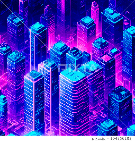 Three-dimensional projection pixel 8-bit art...のイラスト素材 [104556102] - PIXTA