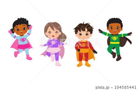 Group of children superheroes clipartのイラスト素材 [104585441] - PIXTA