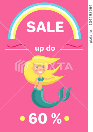Summer sale with mermaid at sea. Advertising...のイラスト素材 [104598664] - PIXTA