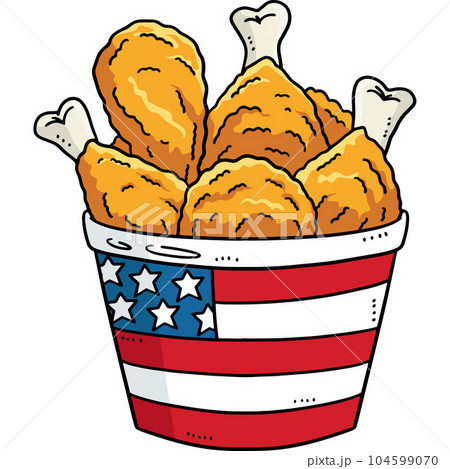 Bucket of Fried Chicken Cartoon Colored Clipart のイラスト素材 [104599070] - PIXTA