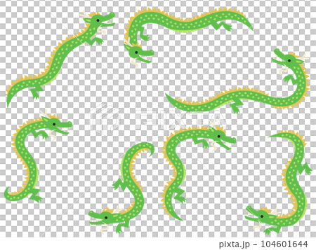 green elongated dragon frame set - Stock Illustration [104601644] - PIXTA
