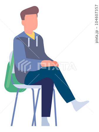 Leg crossed man sitting on chair. Student...のイラスト素材 [104607357] - PIXTA