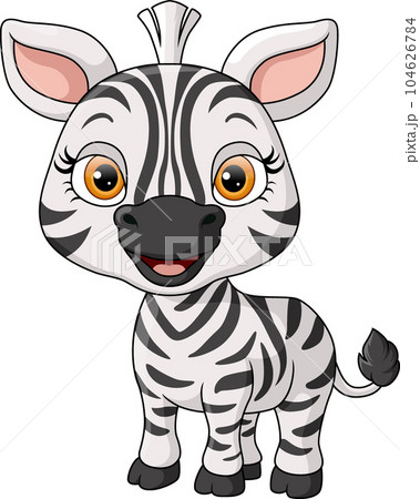 Cute baby zebra cartoon on white backgroundのイラスト素材 [104626784] - PIXTA