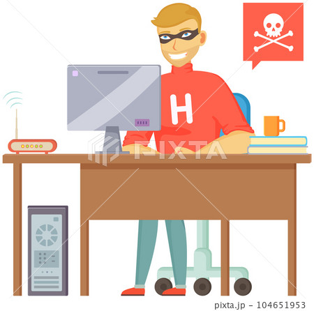 Hacker attack. Hacker breaks into computer....のイラスト素材 [104651953] - PIXTA