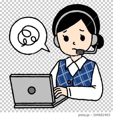 Call center woman is confused - Stock Illustration [104662403] - PIXTA