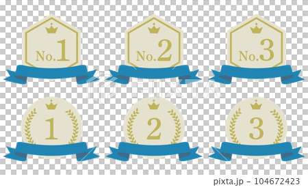 Blue ribbon ranking material Golden hexagons... - Stock Illustration ...