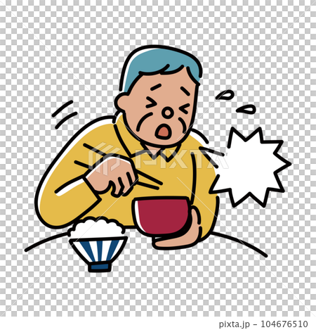 Illustration of an elderly man choking on soup - Stock Illustration ...