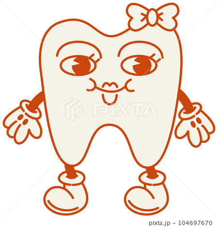 Cartoon cute happy tooth girl.のイラスト素材 [104697670] - PIXTA