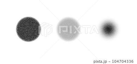 Stippled texture circle set. Black dotted round...のイラスト素材 [104704336 ...