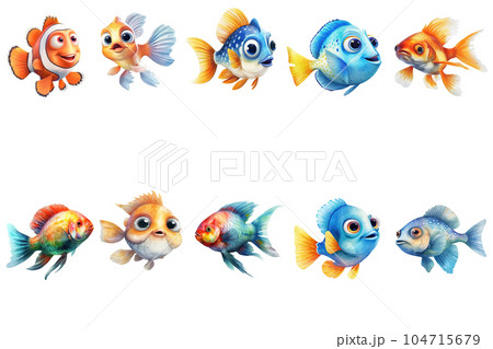 Vector set of sea fish. Isolated flat vector...のイラスト素材 [104715679] - PIXTA