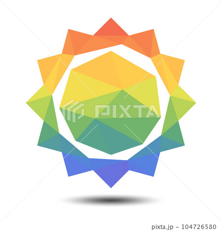 Polygon Sun with rainbow colors Icon on white...のイラスト素材 [104726580] - PIXTA