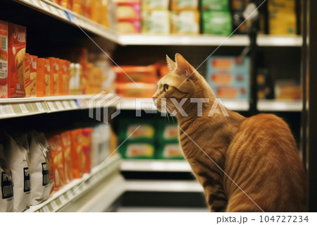 Cute cat in a pet store looking and choosing...のイラスト素材 [104727234] - PIXTA