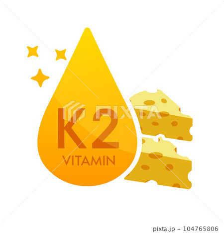 Vitamin K2 icon orange with cheese yellow. Form...のイラスト素材 [104765806 ...