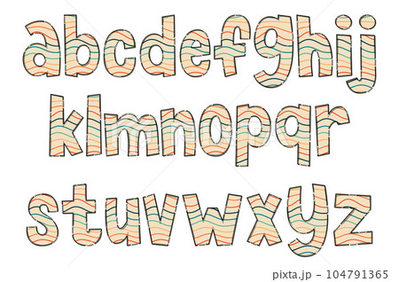 Adorable Handcrafted Groovy Wave Font Setのイラスト素材 [104791365] - PIXTA