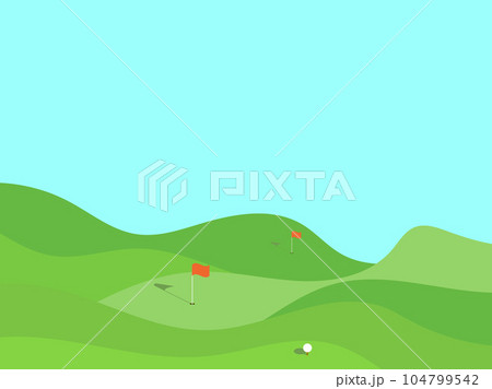 Golf field. Wavy green meadow in a minimalist...のイラスト素材 [104799542] - PIXTA