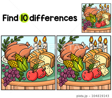 Thanksgiving Feast Find The Differencesのイラスト素材 [104819143] - PIXTA
