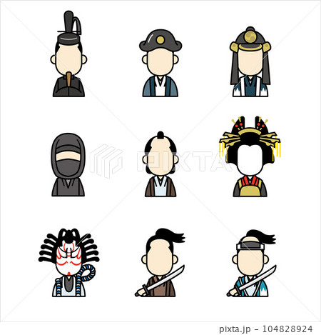 日本の歴史アイコン集カラーのイラスト素材 [104828924] - PIXTA