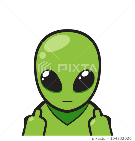 An Alien is showing Middle Fingers. Isolated...のイラスト素材 [104832020] - PIXTA