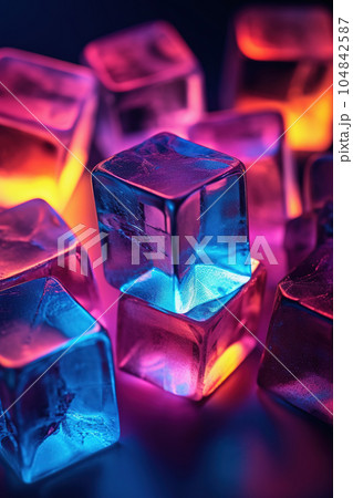 Neon ice cubes abstract background...のイラスト素材 [104842587] - PIXTA