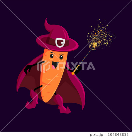 Cartoon carrot Halloween vegetable wizard,...のイラスト素材 [104848855] - PIXTA