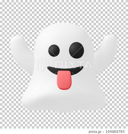 Low poly cartoon ghost with mocking faceのイラスト素材 [104868765] - PIXTA