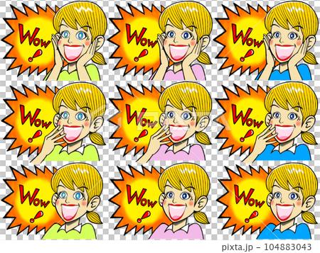 Various reactions of women_Caucasian women Wow... - Stock Illustration ...