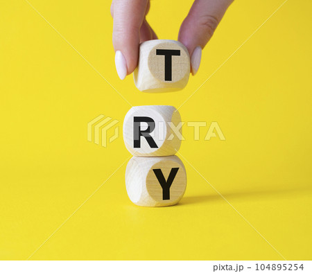Try symbol. Wooden cubes with word Try....の写真素材 [104895254] - PIXTA