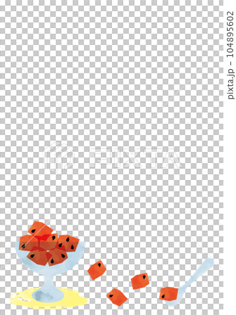 Square cut watermelon and spoon frame material - Stock Illustration ...