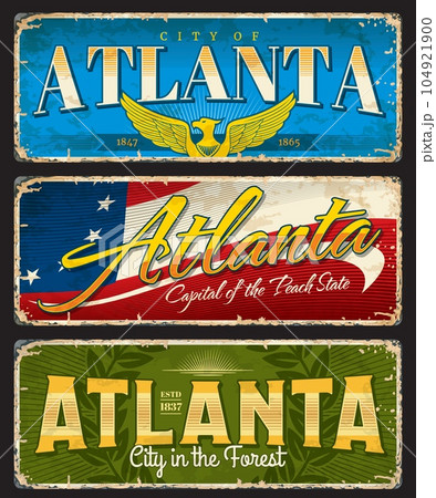 Atlanta city travel plates and stickers, USA...のイラスト素材 [104921900] - PIXTA