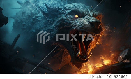 Mad dragon destroying the world. Angry reptile...のイラスト素材 [104923662 ...