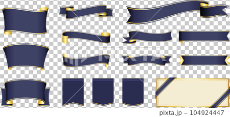 navy blue ribbon banner design material - Stock Illustration [104924447 ...