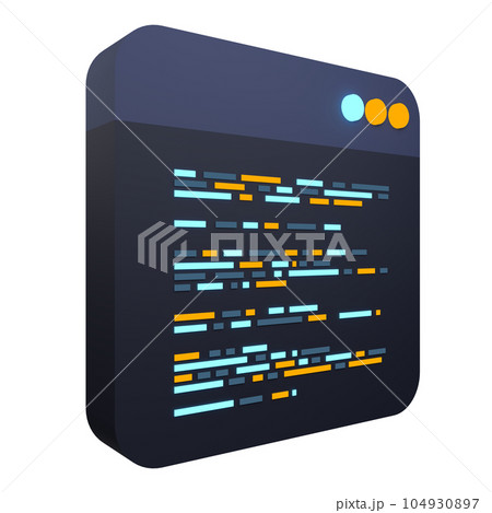 3d render coding icon. Coding screen 3d...のイラスト素材 [104930897] - PIXTA