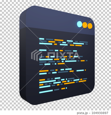 3d render coding icon. Coding screen 3d...のイラスト素材 [104930897] - PIXTA