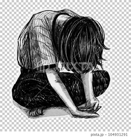 Line drawing art can express the emotions and... - Stock Illustration ...