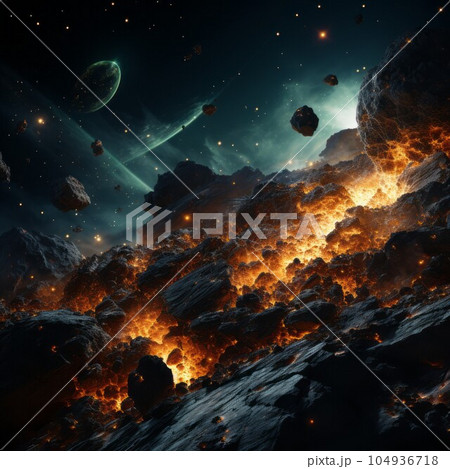 Abstract 3d rendering of collision burning...のイラスト素材 [104936718] - PIXTA