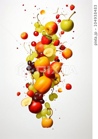 Falling Fruits Isolated on White Background....のイラスト素材 [104938483] - PIXTA