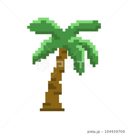 Coconut tree pixel art on white backgroundのイラスト素材 [104939709] - PIXTA