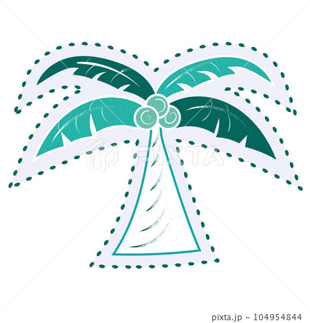 Isolated monochrome groovy palm tree sketch...のイラスト素材 [104954844] - PIXTA