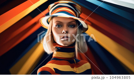 Young female model posing with trendy fashion...のイラスト素材 [104963805] - PIXTA