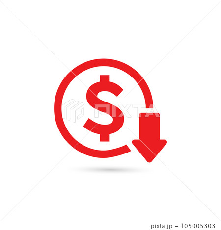 dollar down icon symbol vector on white backgroundのイラスト素材 [105005303 ...