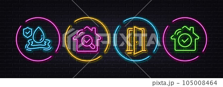 Inspect, Flood insurance and Open door minimal...のイラスト素材 [105008464] - PIXTA