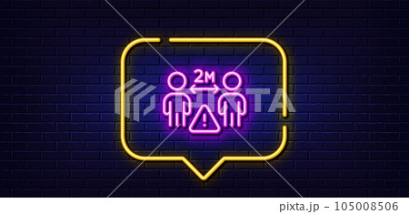 Neon light speech bubble. Social distance line...のイラスト素材 [105008506 ...
