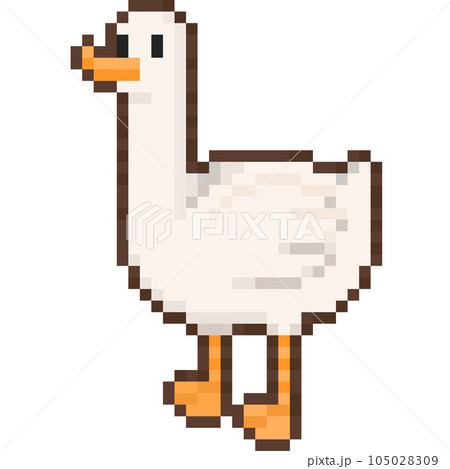 Pixel cartoon white duck character illustration.のイラスト素材 [105028309] - PIXTA