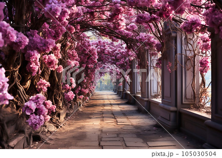 Beautiful landscape of in fairy pink alley in...のイラスト素材 [105030504] - PIXTA