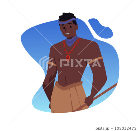 Man from an African tribe character flat vector...のイラスト素材 [105032475 ...