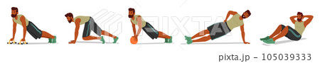 Man Performs Floor Exercises To Improve...のイラスト素材 [105039333] - PIXTA