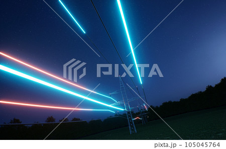 Energy stream flowing through steel tower high...のイラスト素材 [105045764 ...