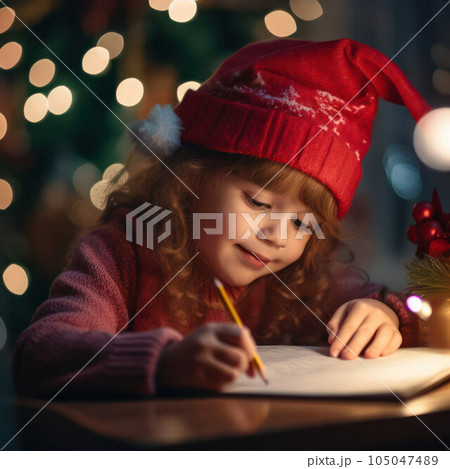 a girl write a letter to Santa Claus ordering...のイラスト素材 [105047489] - PIXTA
